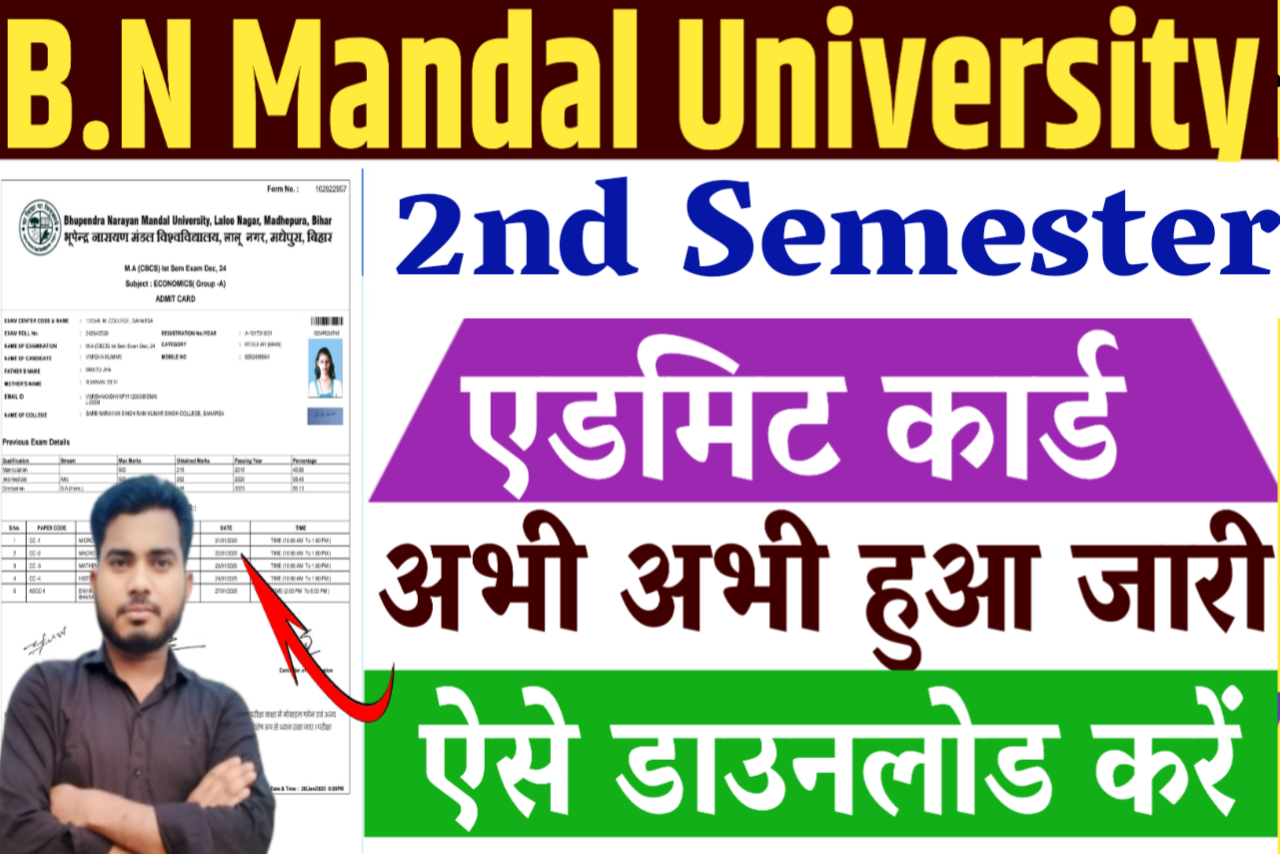 BNMU PG Second Semester Admit Card 2025 Out - बीएनमयू PG 2nd सेमेस्टर ...